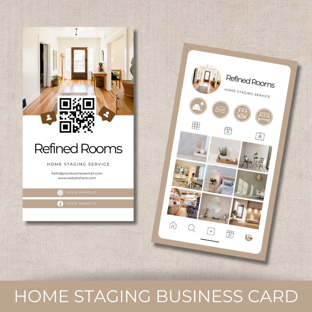 Home Staging Business Card Template Editable and Printable Instagram ...