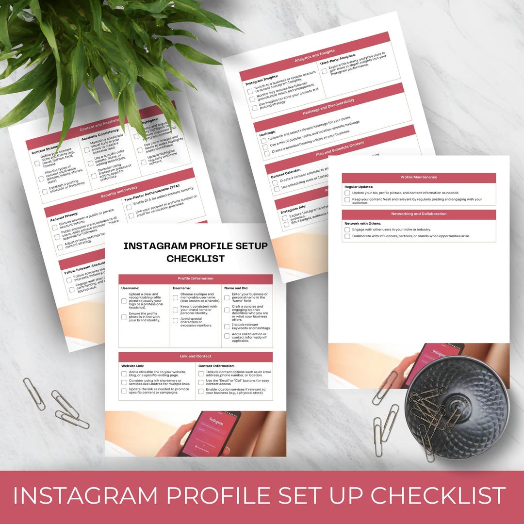 Instagram Profile Set up Checklist | Editable and Printable Social ...
