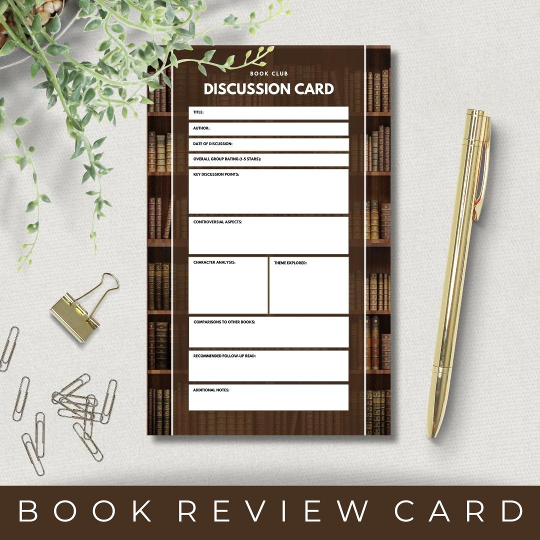 Book Review Card Template | Editable and Printable Literary Discussion ...