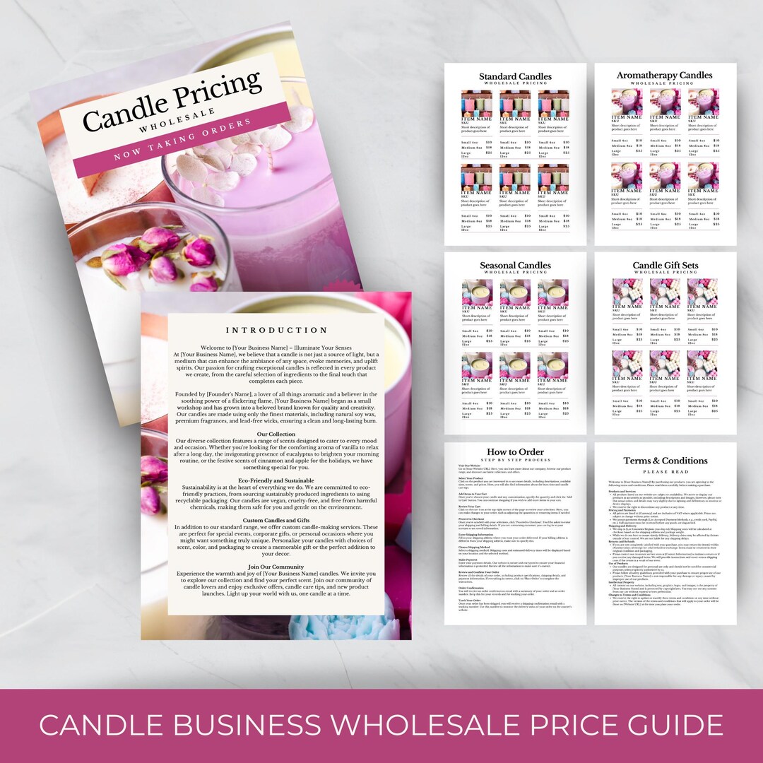 Candle Business Wholesale Price Guide | Editable and Printable Done for ...