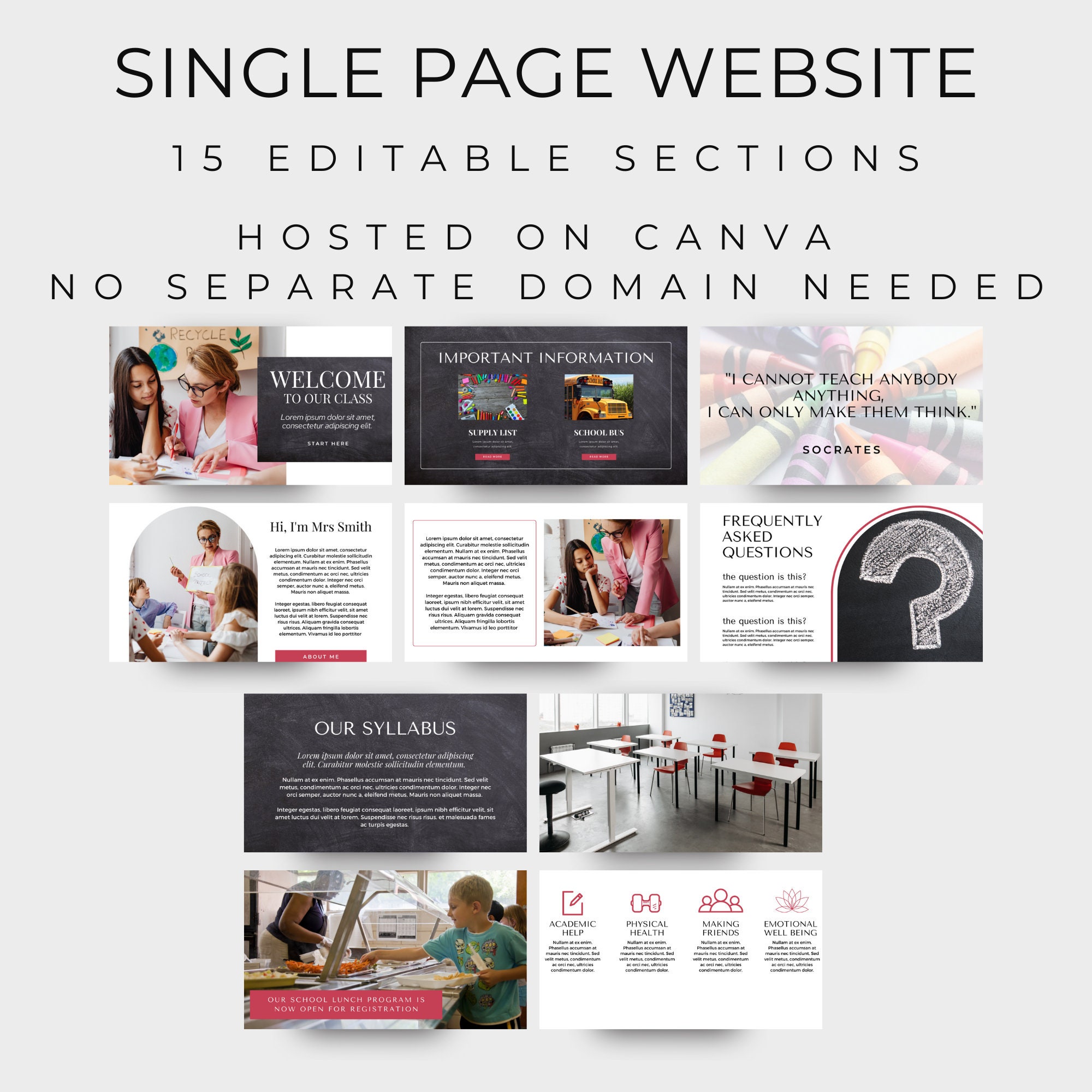 Canva Website Template Teacher Done for You Website One Page Website ...