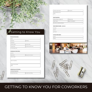 Getting to Know You for Coworkers Worksheet Template for Promoting a ...