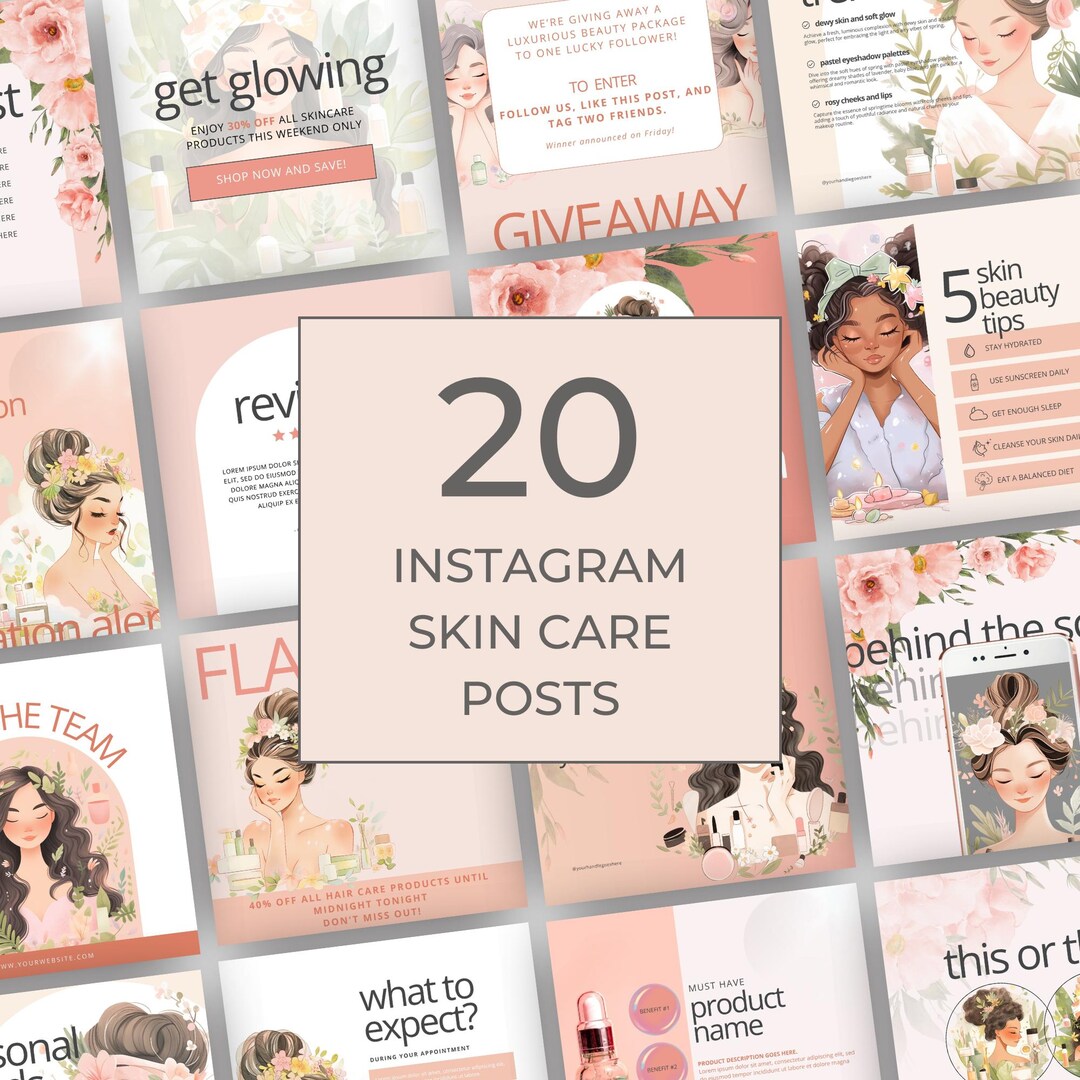 Skin Care Social Media Post Templates for Instagram | Editable ...