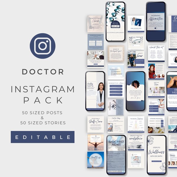 Physio Instagram Template Social Media Canva Templates Posts for ...