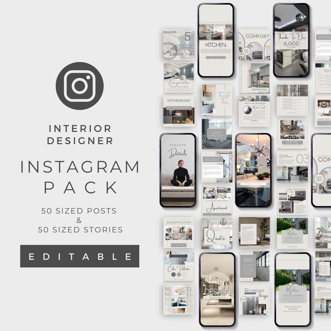 Interior Design Insta, Designer Templates for Instagram, Instant ...