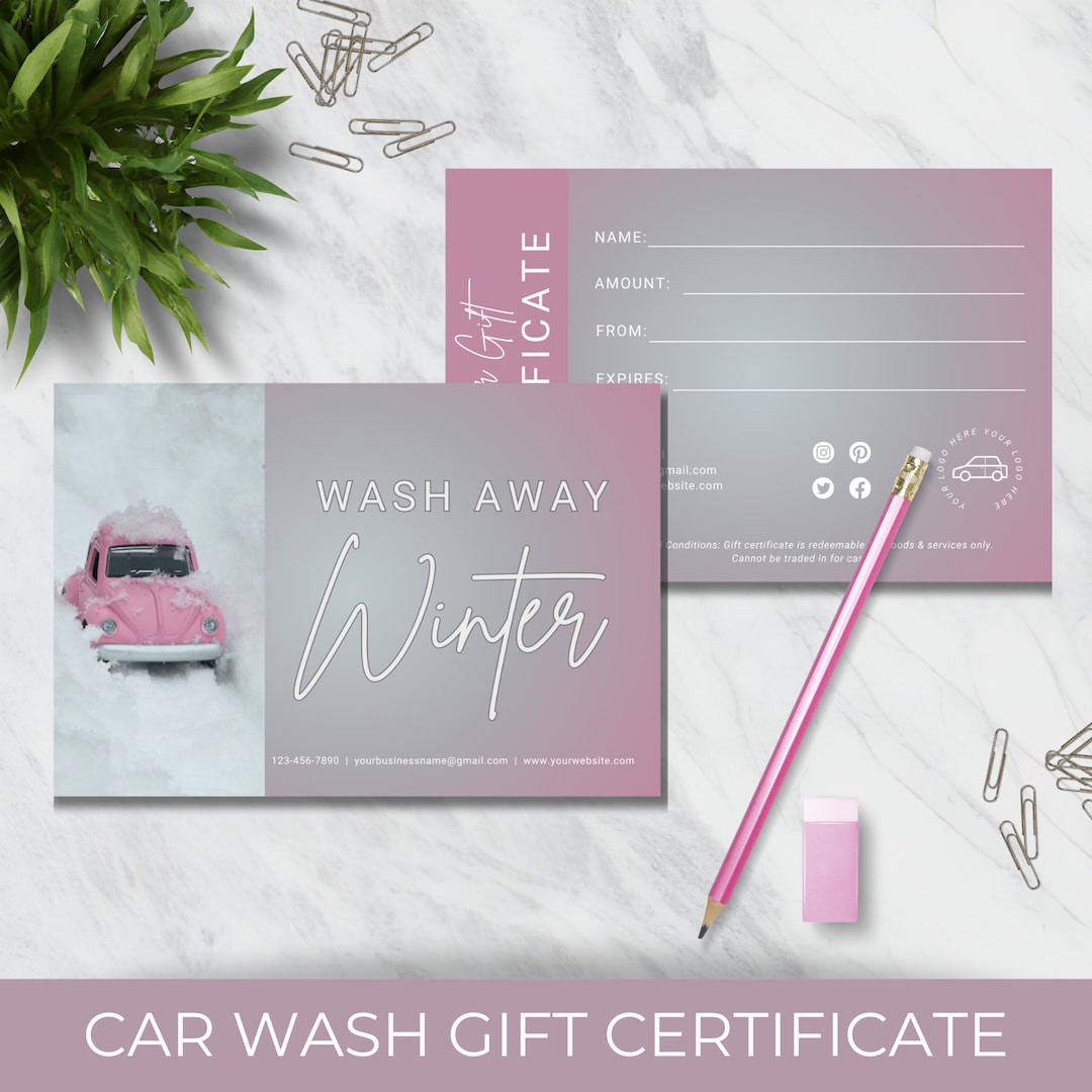 Gift Certificate for Car Wash, Editable and Printable Template, Print ...