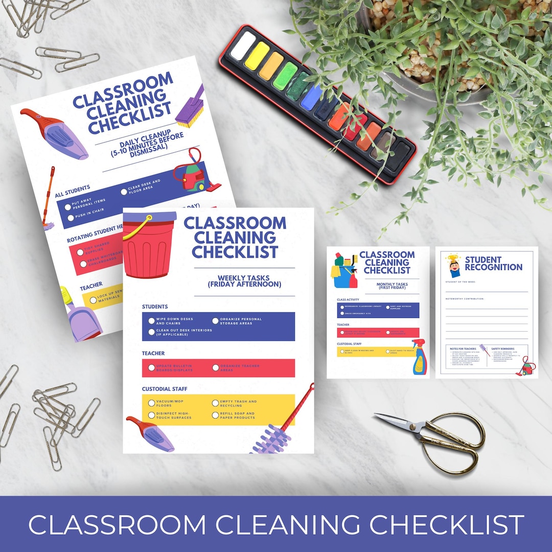 Classroom Cleaning Checklist | Designed for Teachers, School Staff and ...