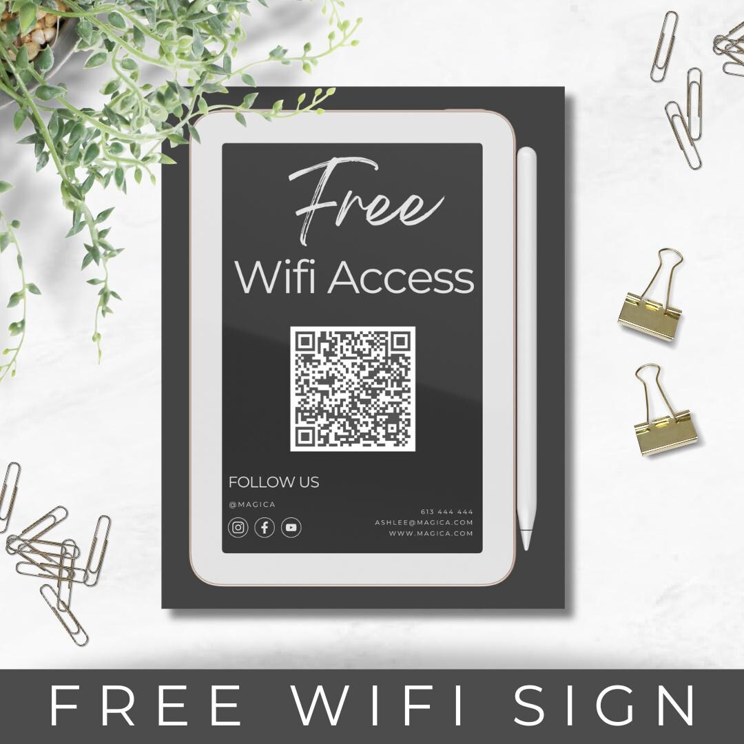 Free Wifi Access Sign Template for Airbnb, Small Businesses or Vacation ...