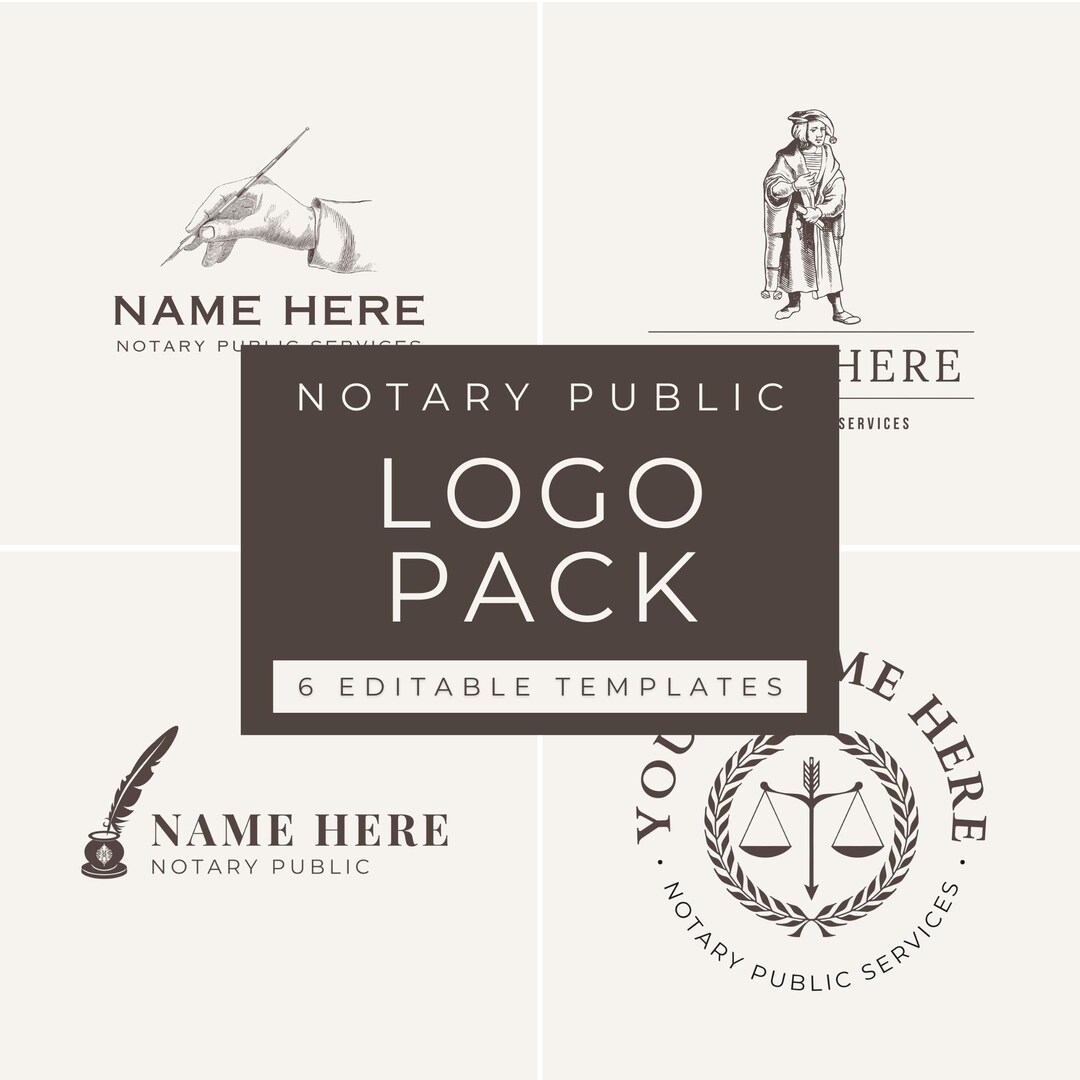 Notary Public Logo Bundle | Six Editable Templates for Professional ...