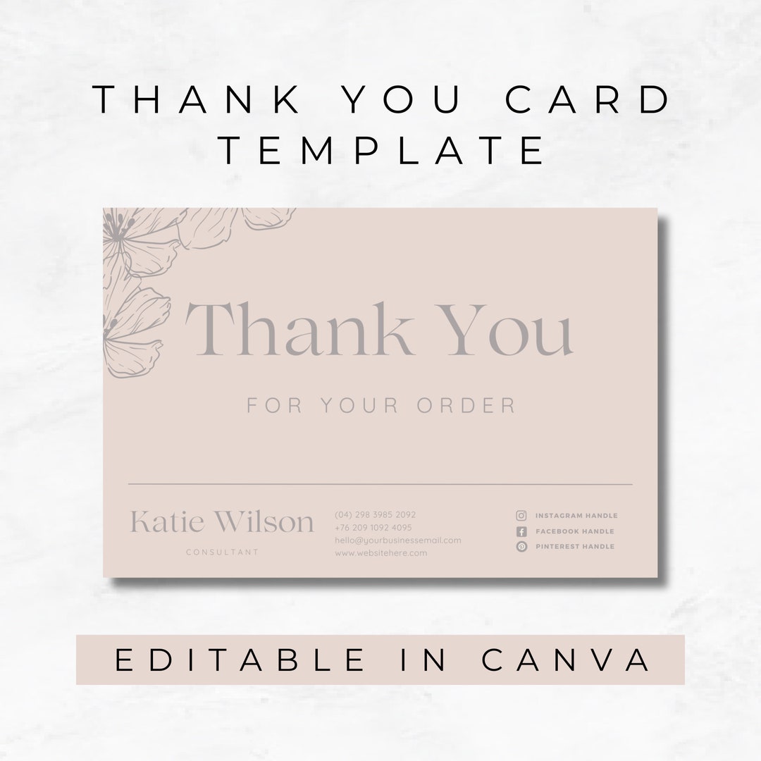 Thank You Card | DIY Canva Template | Small Business Package Insert ...