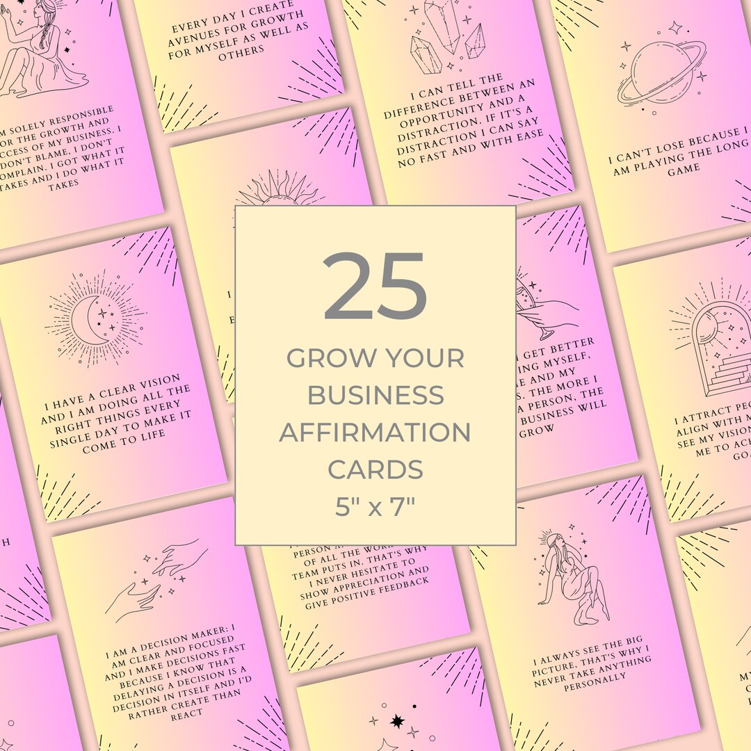 Affirmation Card Deck Template Affirmations for Business - Etsy