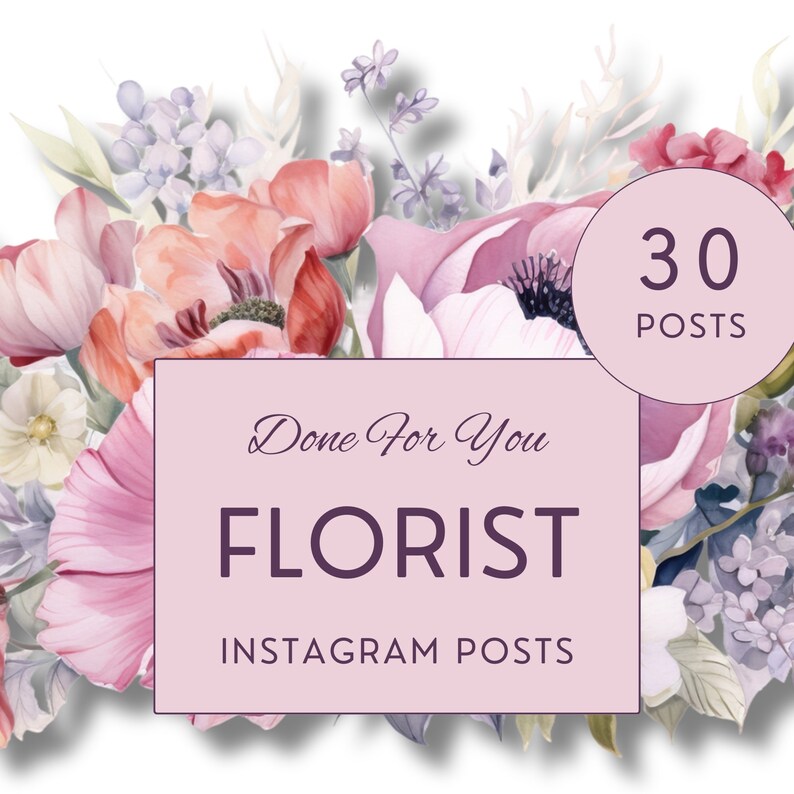 Florist Social Media Posts, Done for You Editable Instagram Content for ...