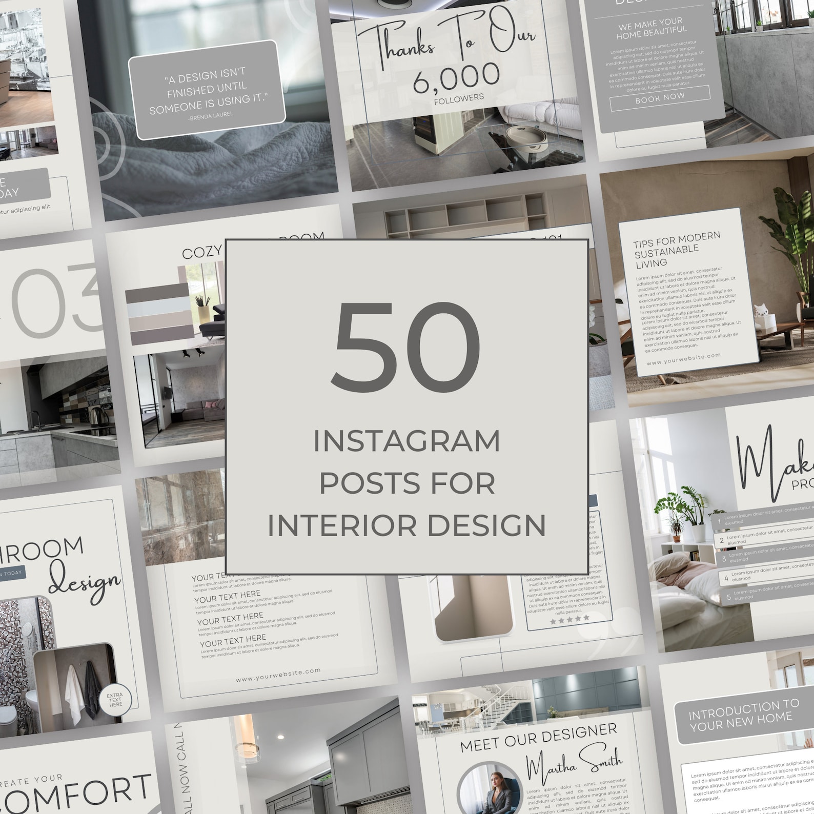 Interior Design Instagram Posts | Canva Template | Instant Download ...
