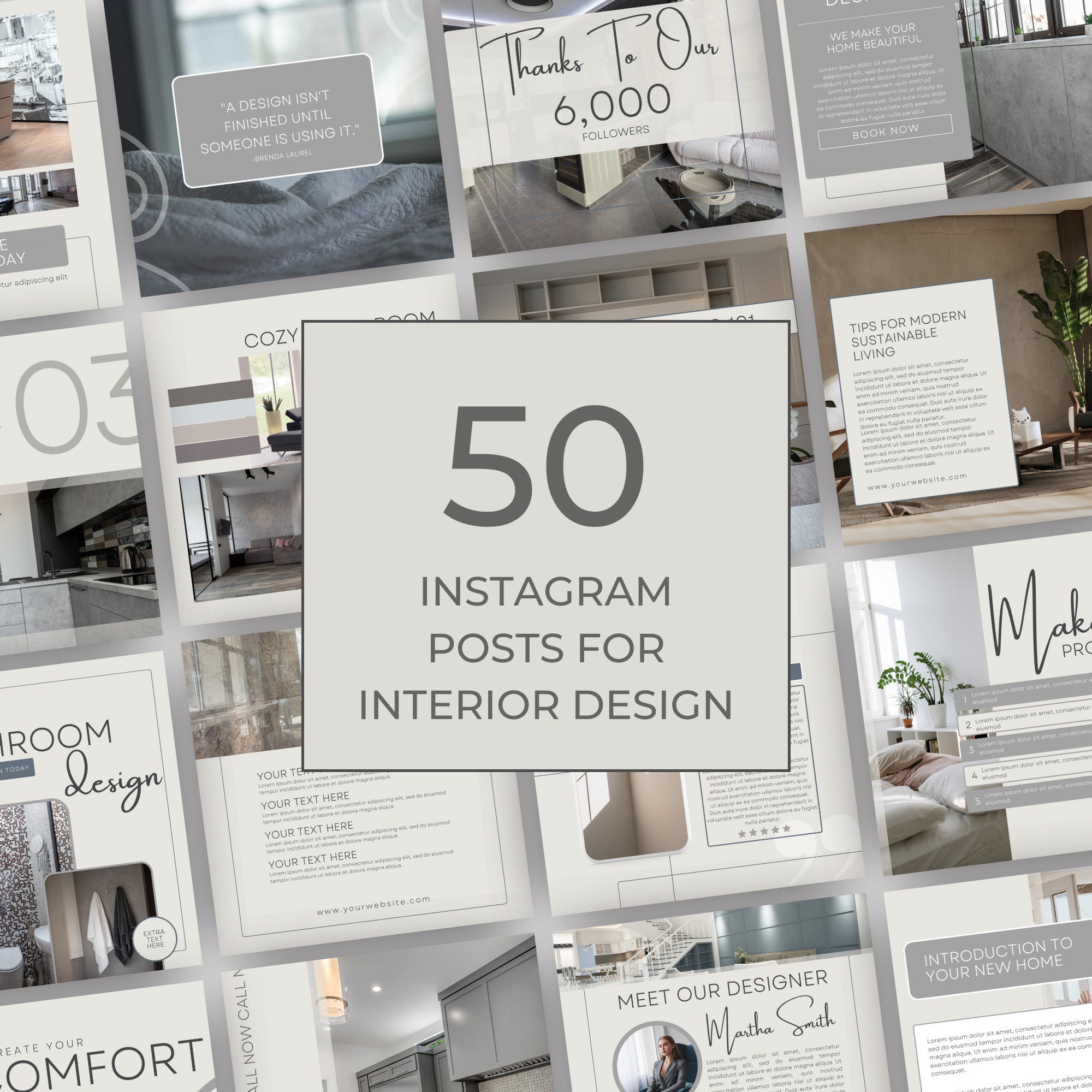 Interior Design Instagram Posts | Canva Template | Instant Download ...