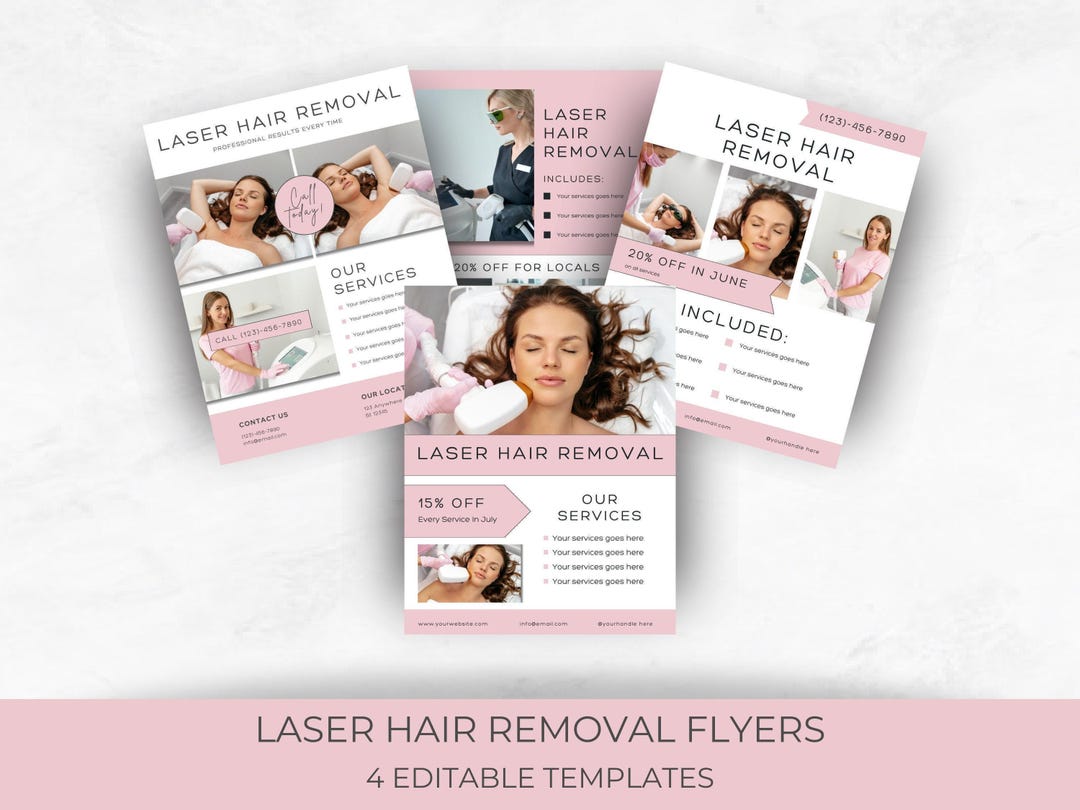 Laser Hair Removal Flyer Bundle, Editable Flyer Templates for ...