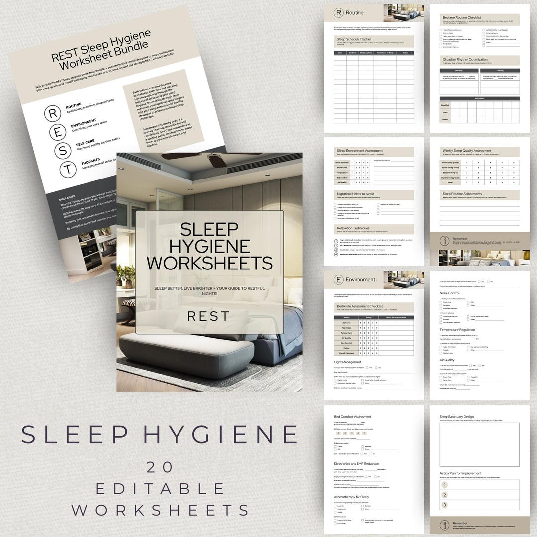 Editable Sleep Hygiene Workbook | Printable Tool for Therapists and ...
