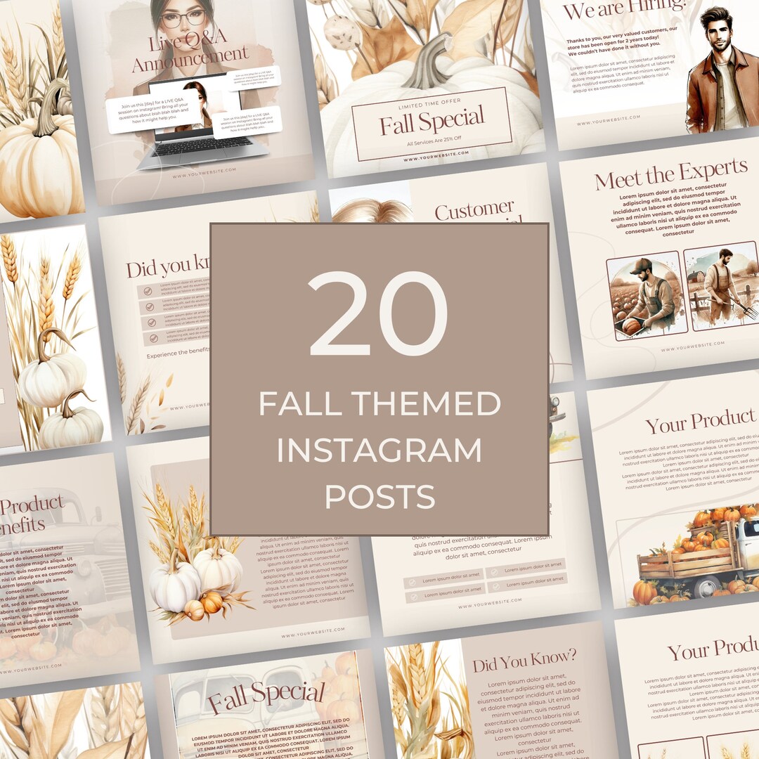 Fall Instagram Post Templates for Business | Autumn Theme Canva ...