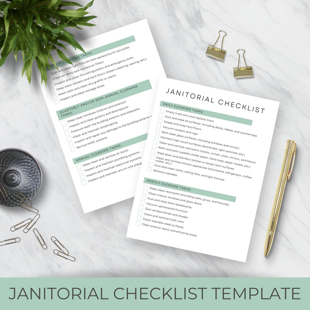 Office Janitorial Checklist | Commercial Cleaning | Cleaning Task List ...