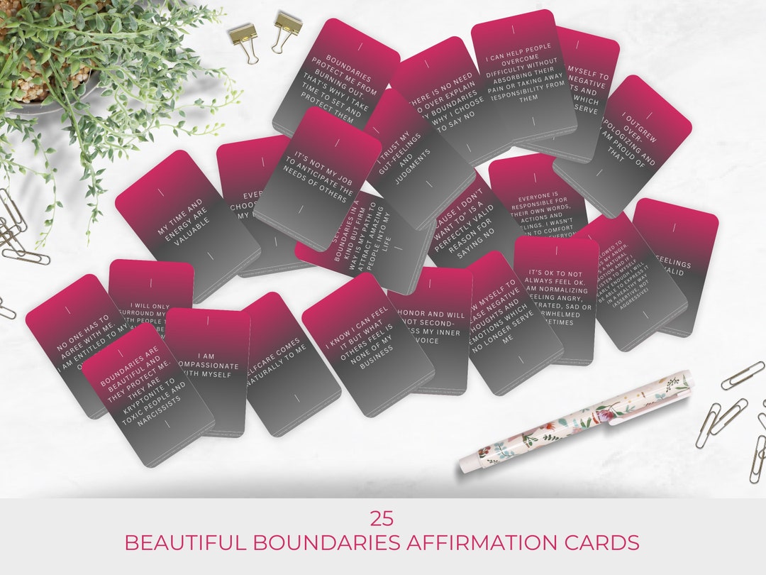 Affirmation Cards Boundaries, Editable Cards to Help With Setting and ...