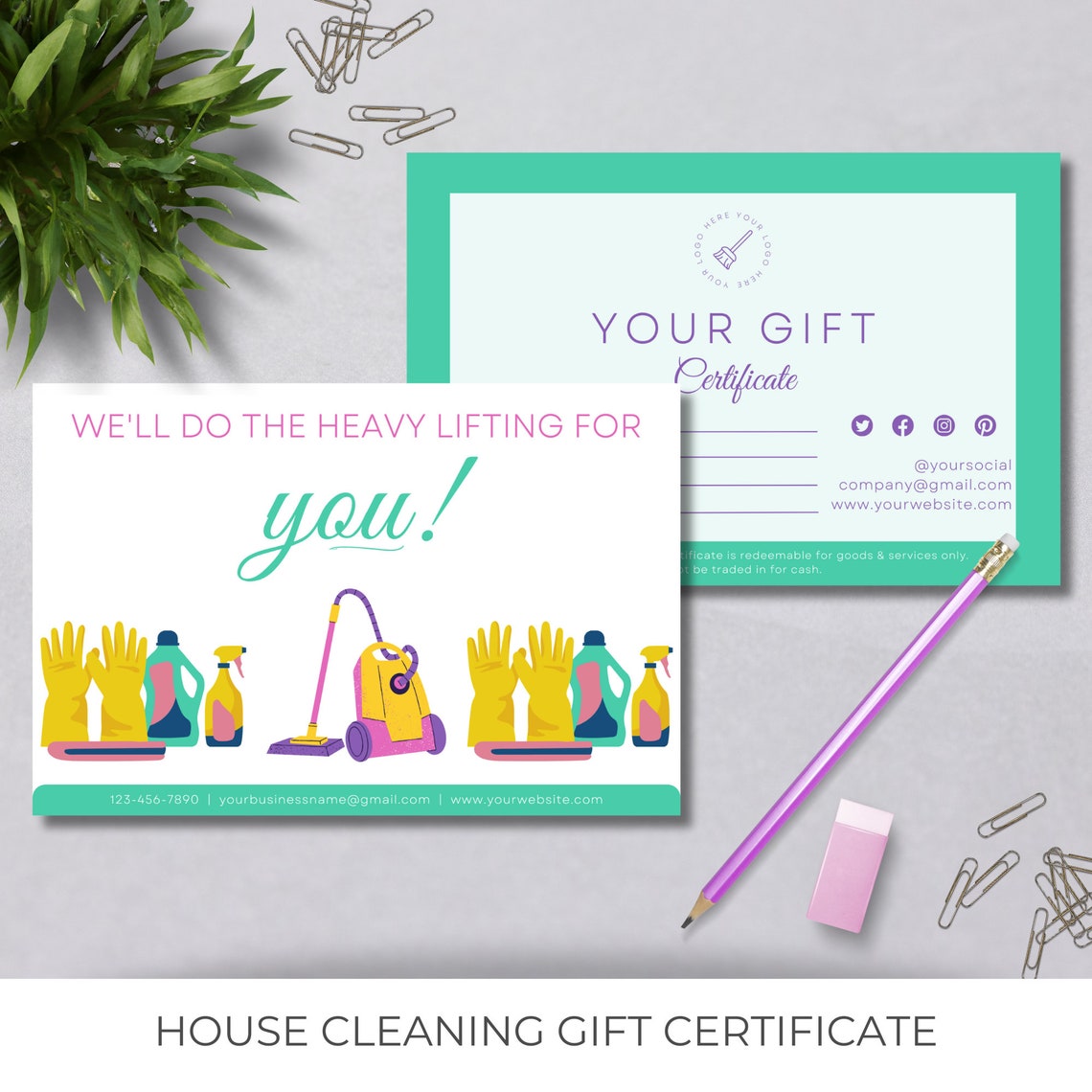 House Cleaning Gift Certificate Template | Cleaning Coupon | Printable Gift for Customers ...