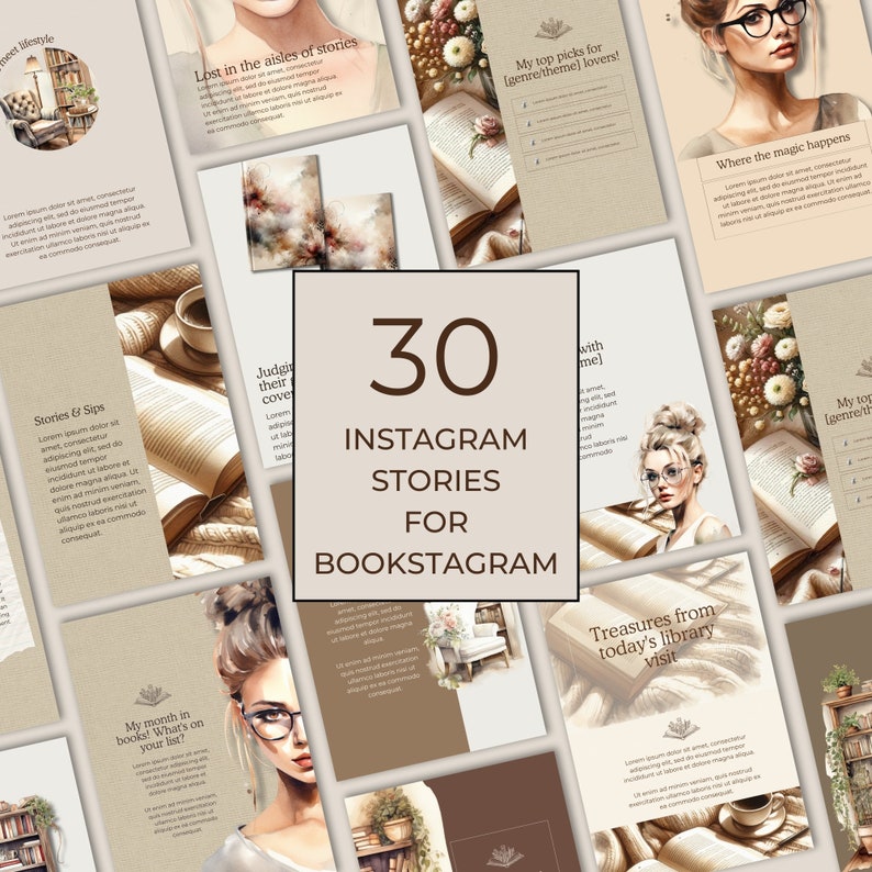 Bookstagram Social Media Story Templates for Book Lovers, Book and ...