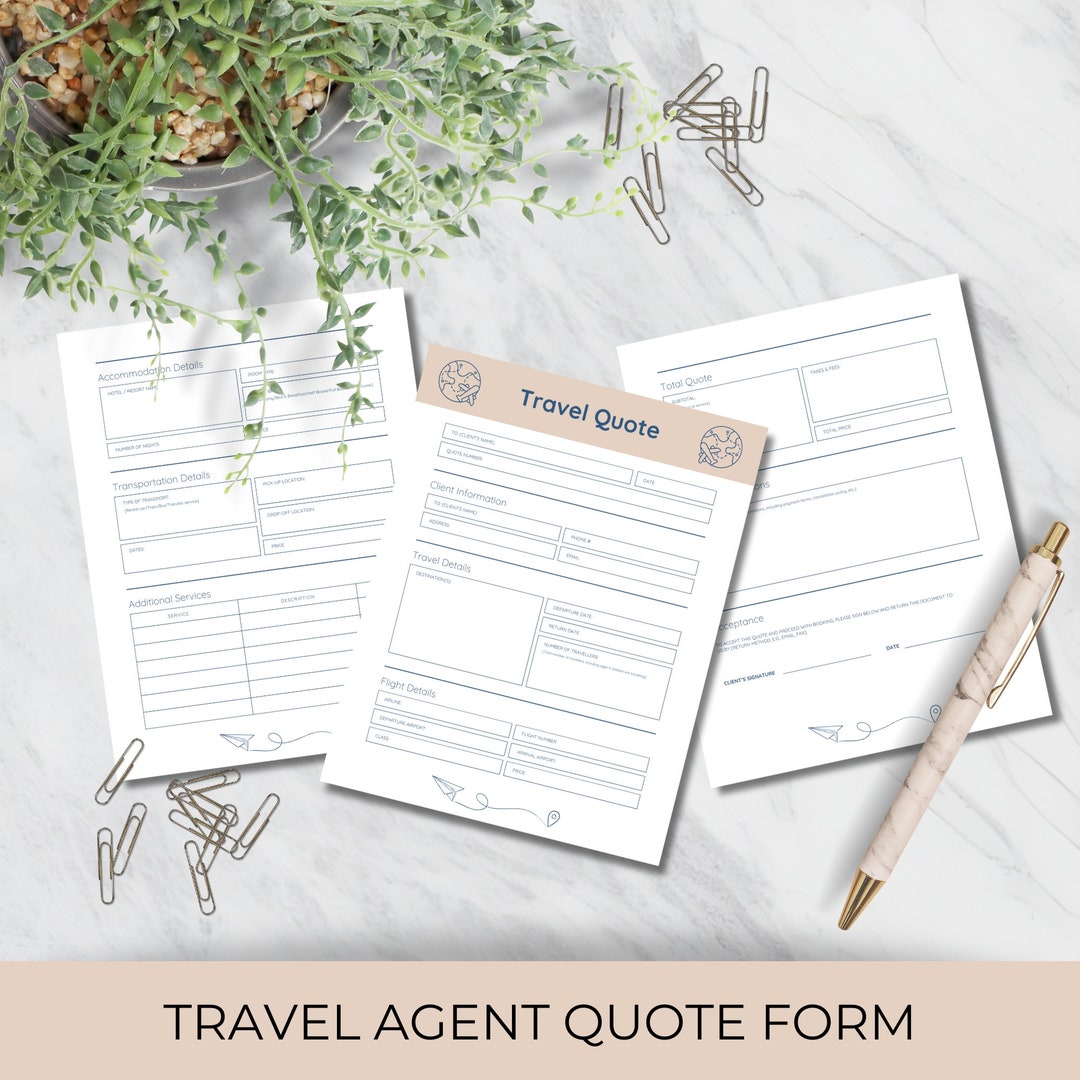 Travel Agent Quote Form Template, Customizable and Professional ...