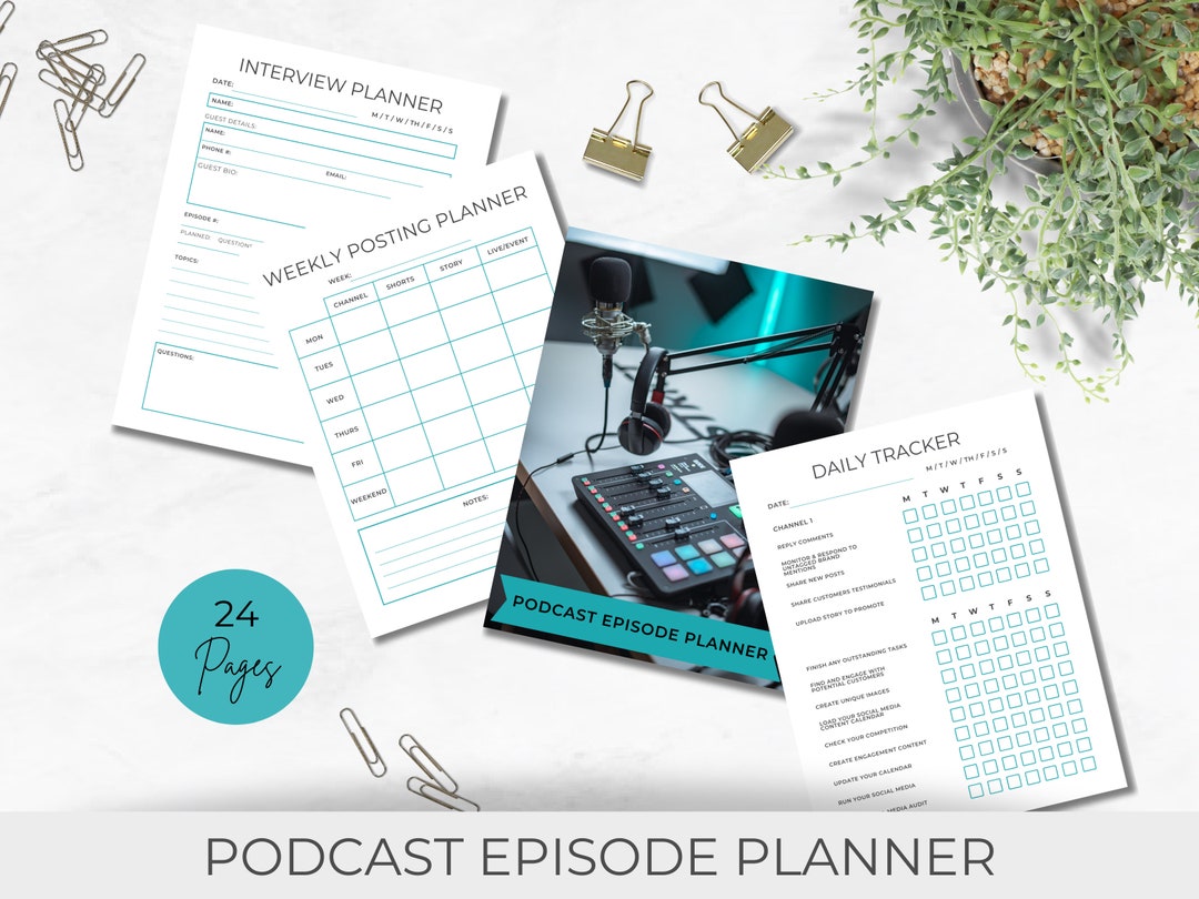 Podcast Planner Editable, Canva Template, Printable Content Planner ...