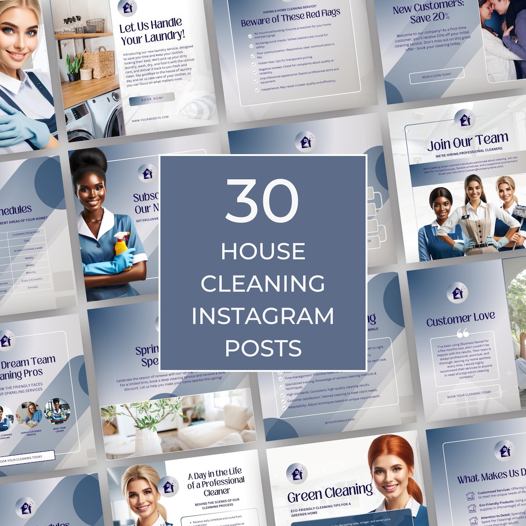 House Cleaning Instagram Post Templates | Editable Done for You Social ...