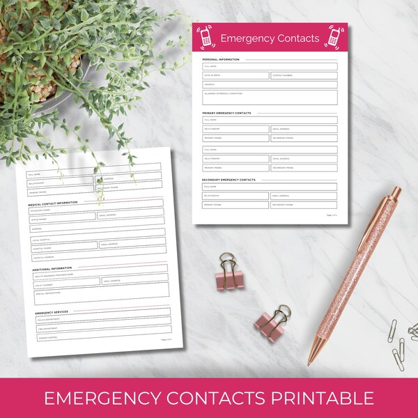 Employee Emergency Contact Template - Etsy