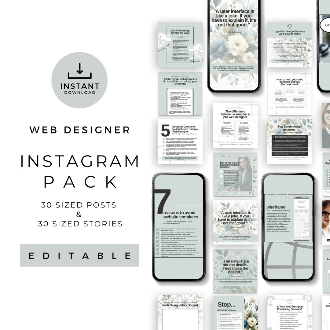 Social Media Posts and Story Template Bundle for Website Designers ...