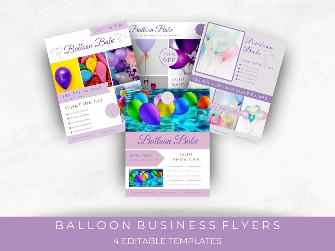 Balloon Business Flyer, Editable and Printable Templates, Marketing and ...