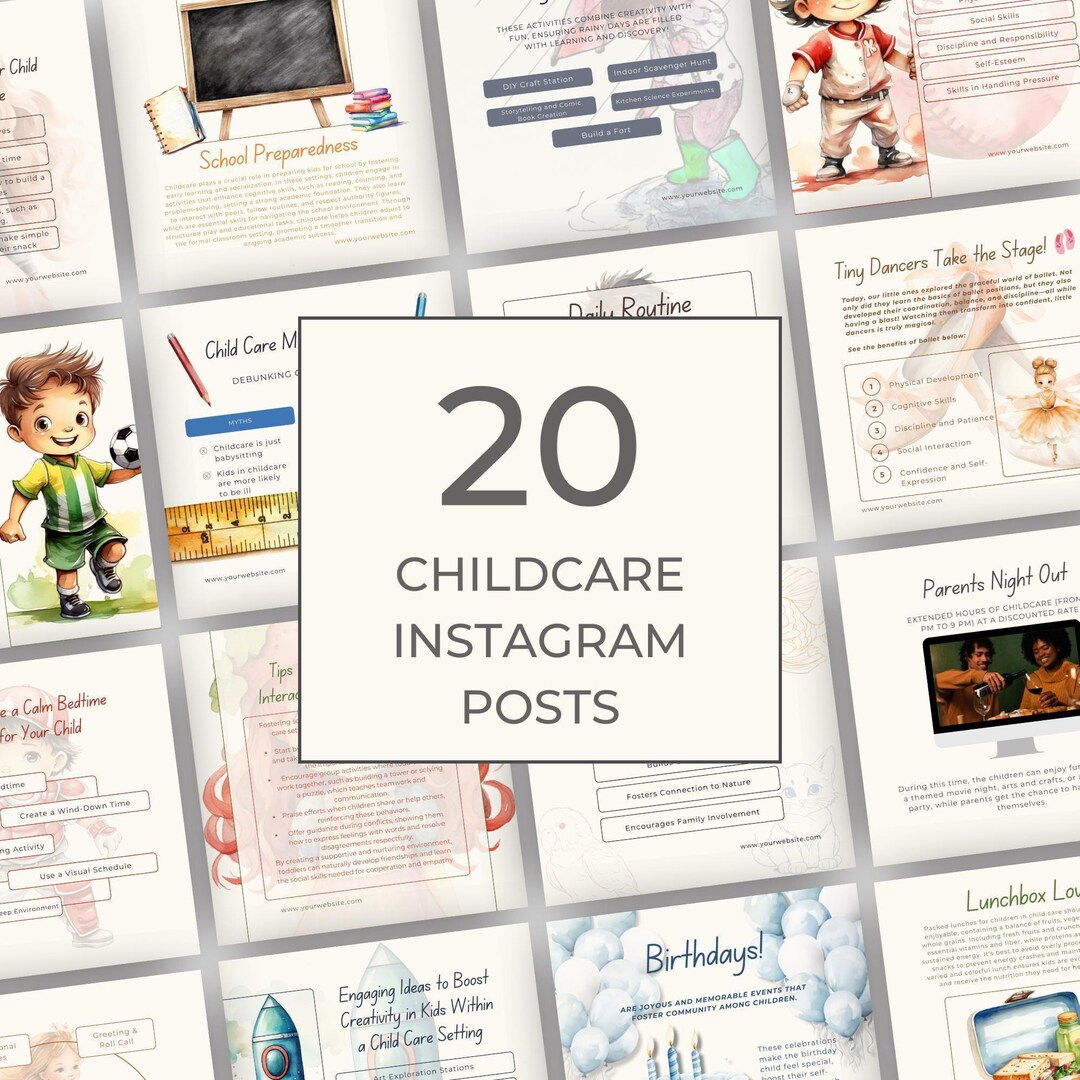 Child Care Instagram Templates | Editable Posts for Daycare & Educators ...