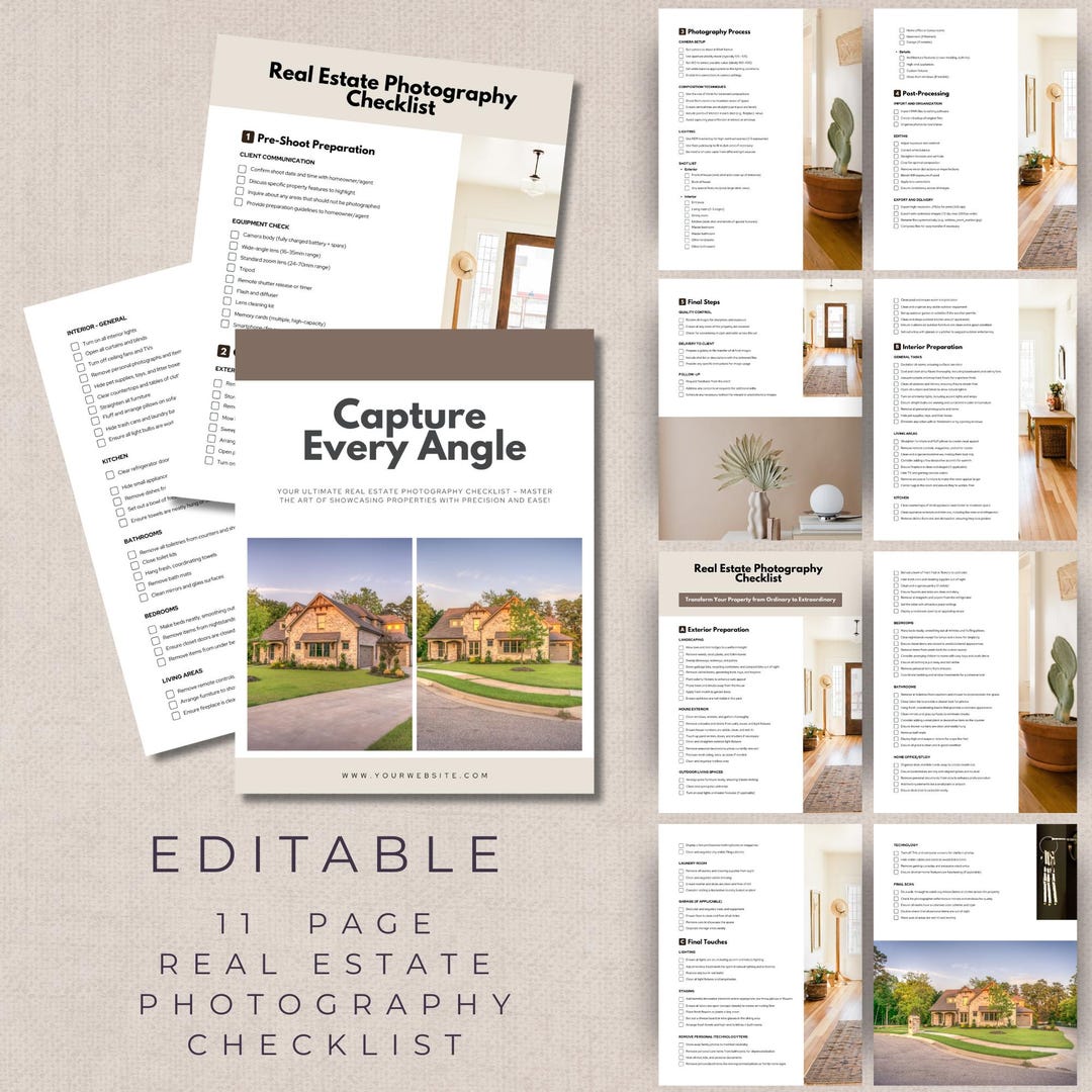 Real Estate Photography Checklist | Editable, Printable Template for ...