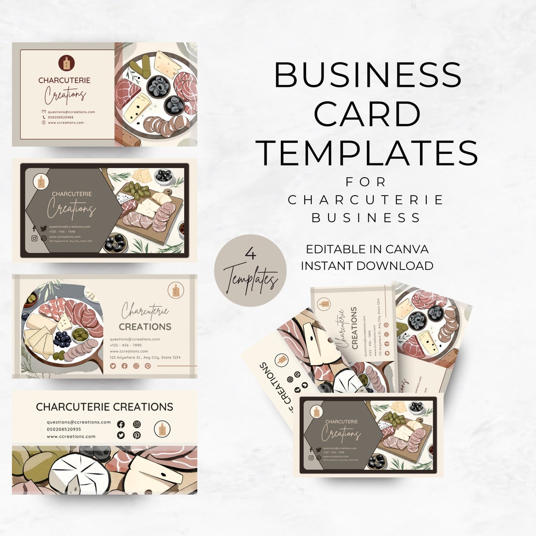 Business Card for Charcuterie, Editable and Printable Template, Instant ...