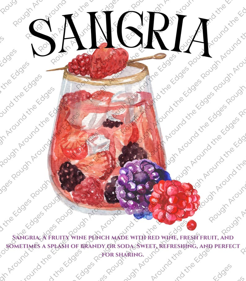 Sangria Watercolor Illustration | Fruity Drink PNG (digital Download ...