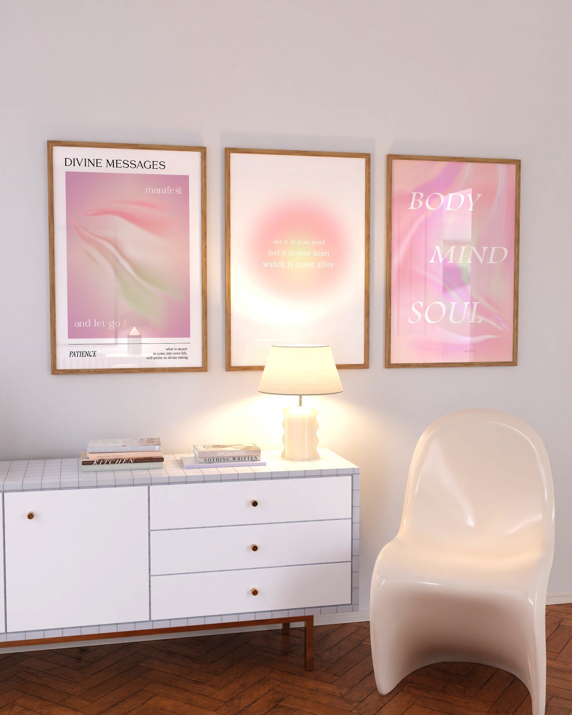 Set of 3 Aura Affirmation Set DIVINE MESSAGES COLLECTION Spiritual Aesthetic Wall Poster Soul ...