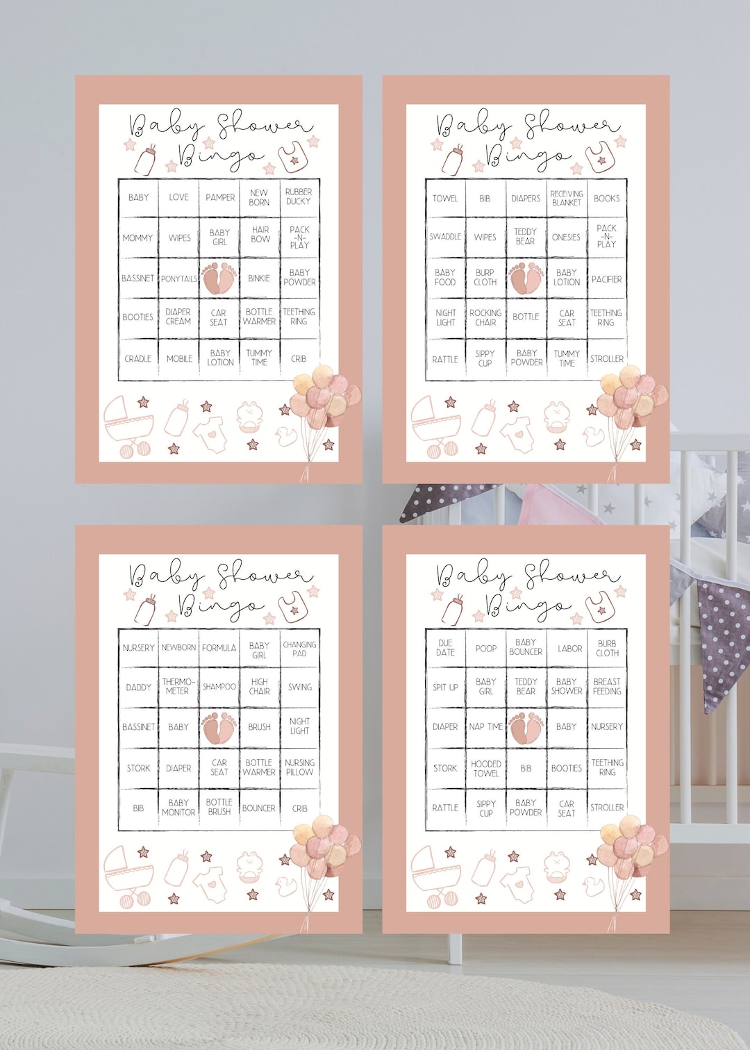 Pink Baby Shower Bingo - Etsy
