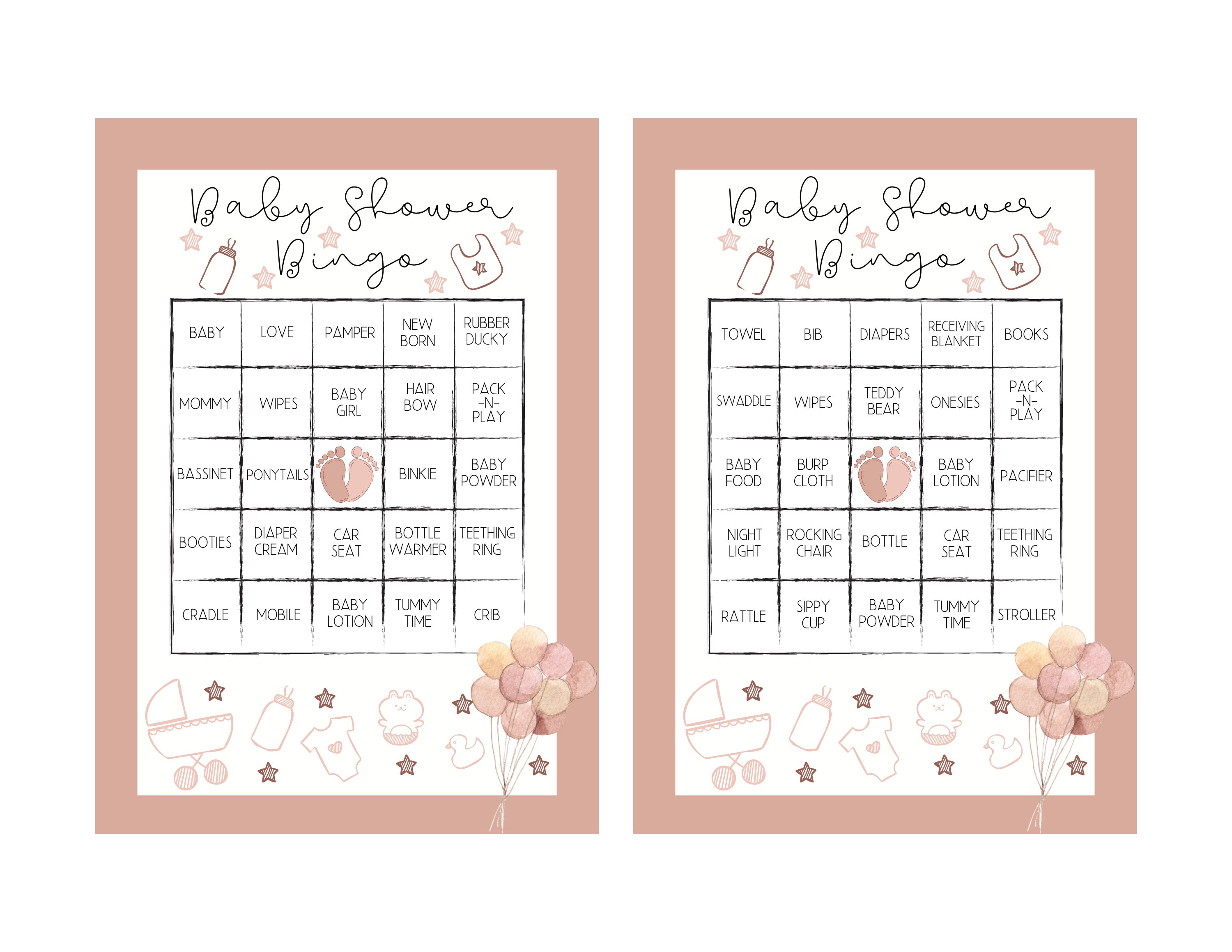 Pink Baby Shower Bingo - Etsy
