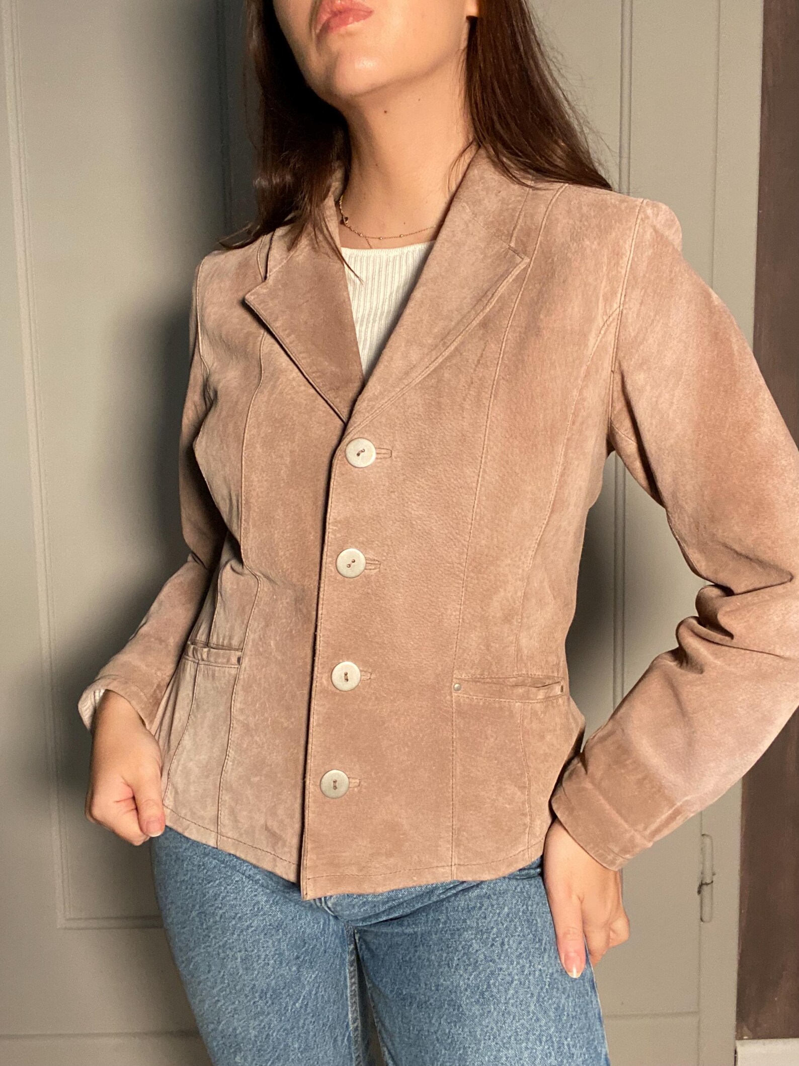 Vintage Real Leather Jacket, Leather Blazer, Vintage Leather Blazer ...