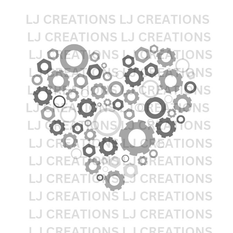 Washer Heart, SVG and PNG Digital File, Washers, Bolts and Screws Heart ...