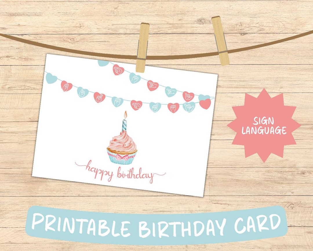 Birthday Cupcake Sign Language Card - Etsy