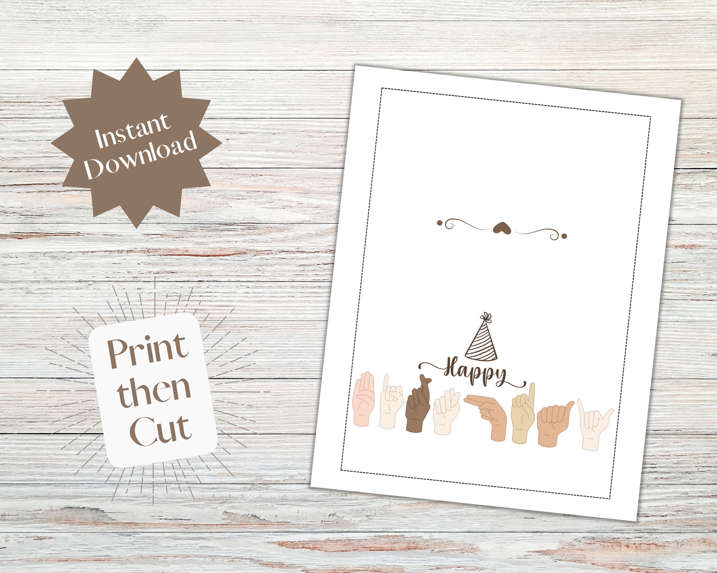 Printable Birthday Card ASL Sign Language Fingerspelling - Etsy