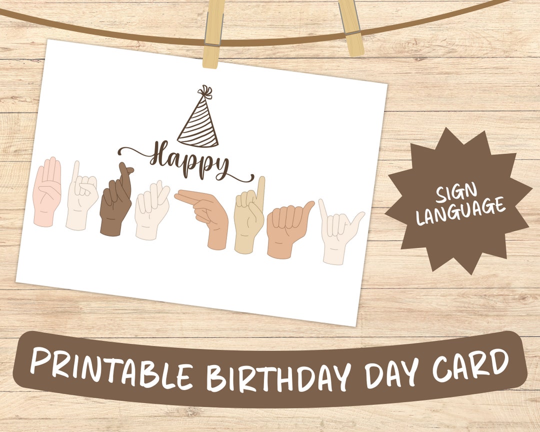 Printable Birthday Card ASL Sign Language Fingerspelling - Etsy