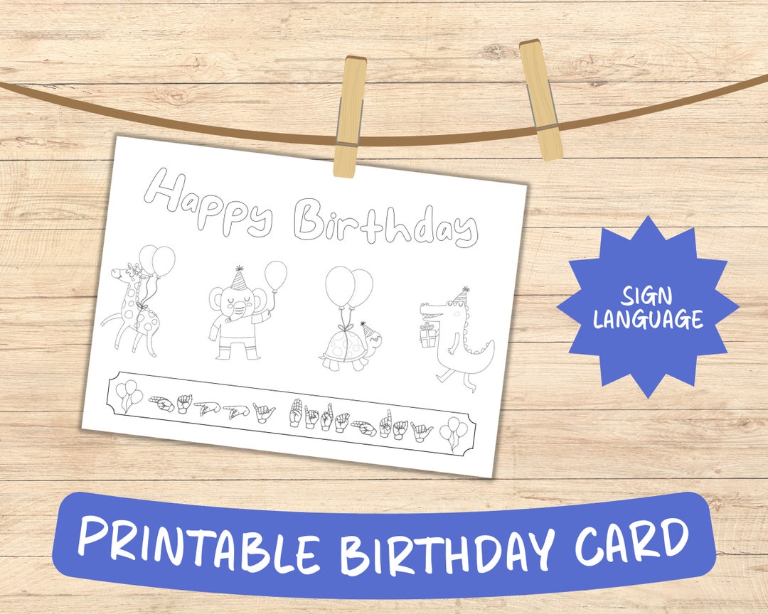 Color-your-own Sign Language Birthday Card - Etsy