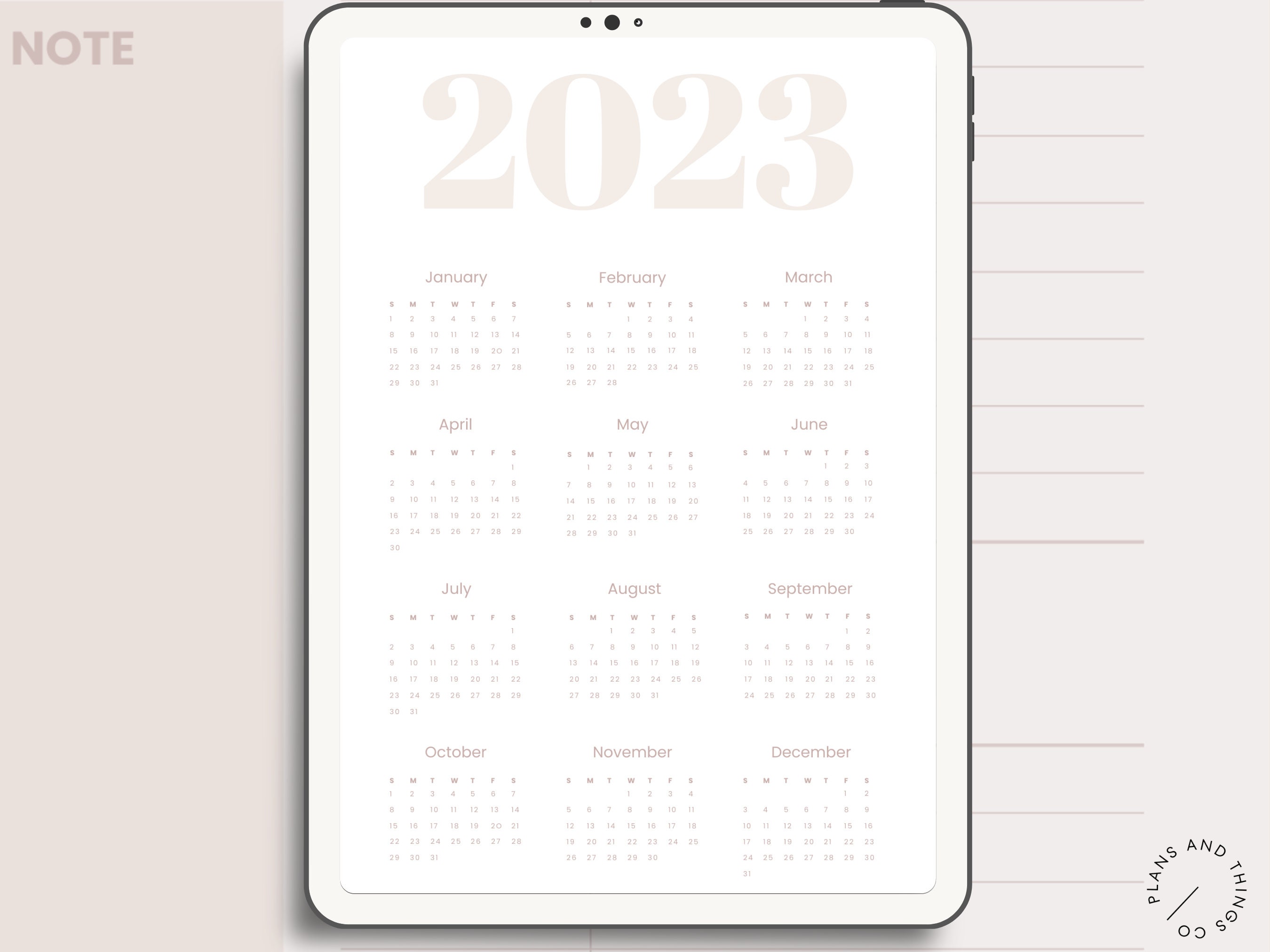 Event & Birthday Calendar, 13 Printable Pages, Minimal and Modern ...