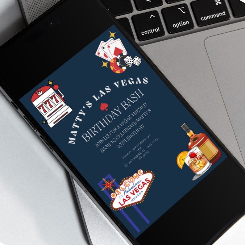 Vegas Themed Birthday Casino Night Party Invitation Fully Editable ...