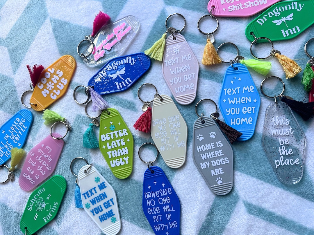 Cute and Funny Motel Keychains | Retro | Keychain | Favor | Gifts for ...