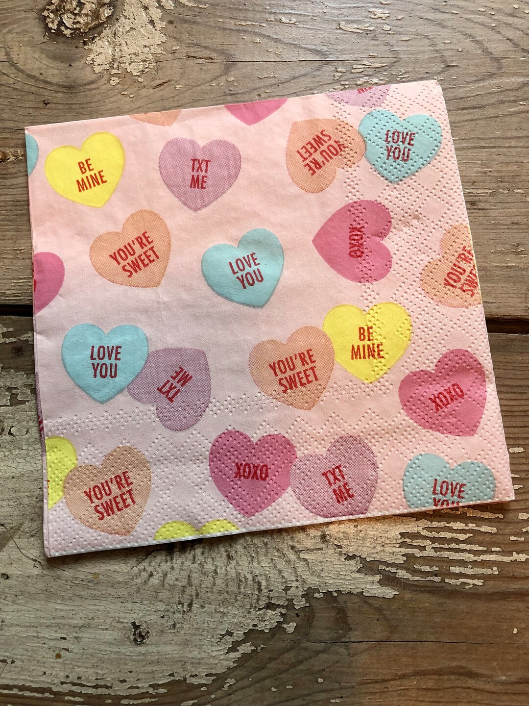4 Valentine Conversation Heart Paper Napkins-decoupage Crafts - Etsy
