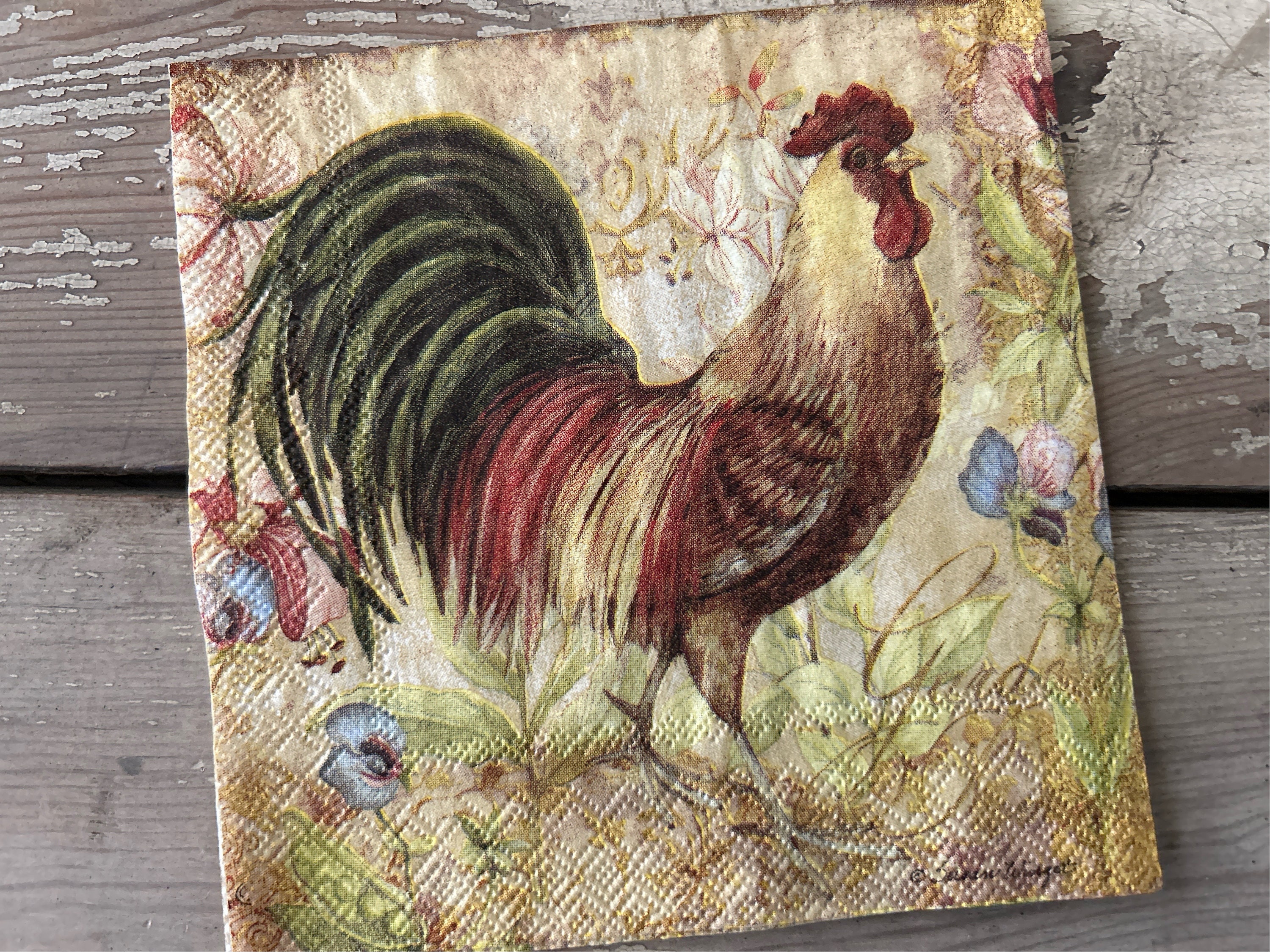 4 Proud Rooster Paper Napkins-decoupage Crafts - Etsy