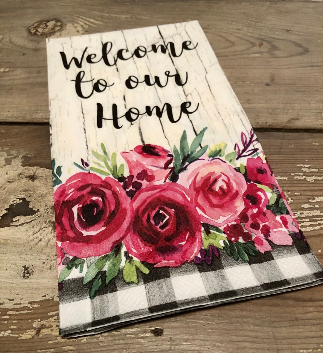 3 Welcome to Our Home Floral Paper Napkins-decoupage Crafts - Etsy